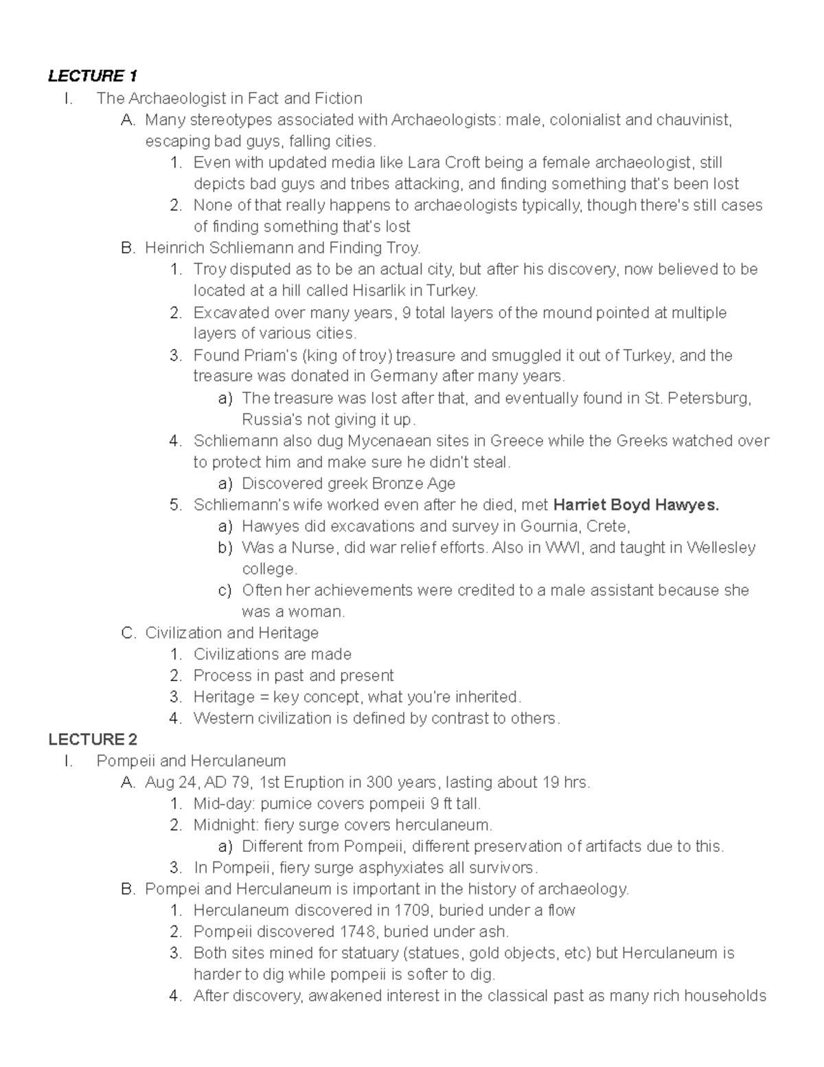 ANTH 125 Final Notes - LECTURE 1 I. The Archaeologist in Fact and ...