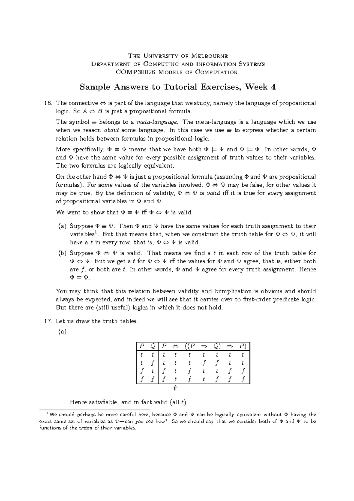 Tutorial Work Week 4 Tutorial Week 4 With Answers The University Of Melbourne Department