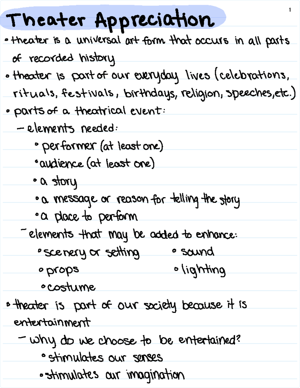 Theater Appreciation - THA 110 - Studocu