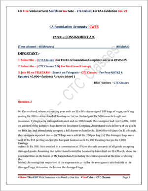 CA Foundation BRS CWTS Dec 22 - CTC Classes - For Free Video Lectures ...