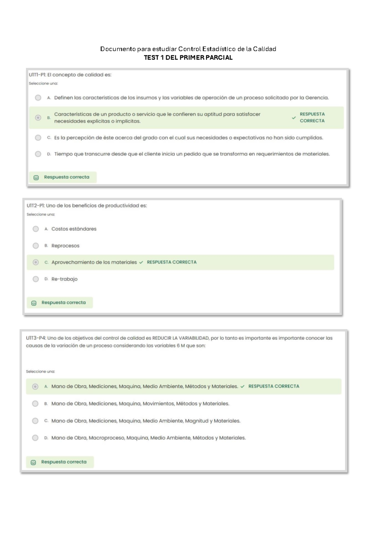 Tests de Control - Test - Documento para estudiar Control Estadístico ...