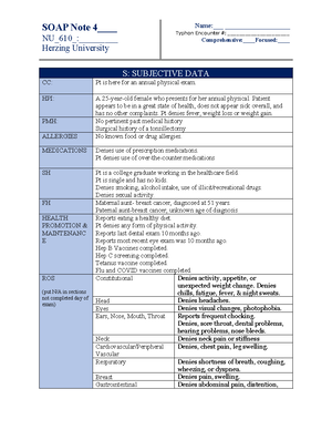 SOAP Note Template - Week 3 - SOAP Note 3 NU 610 Herzing University ...