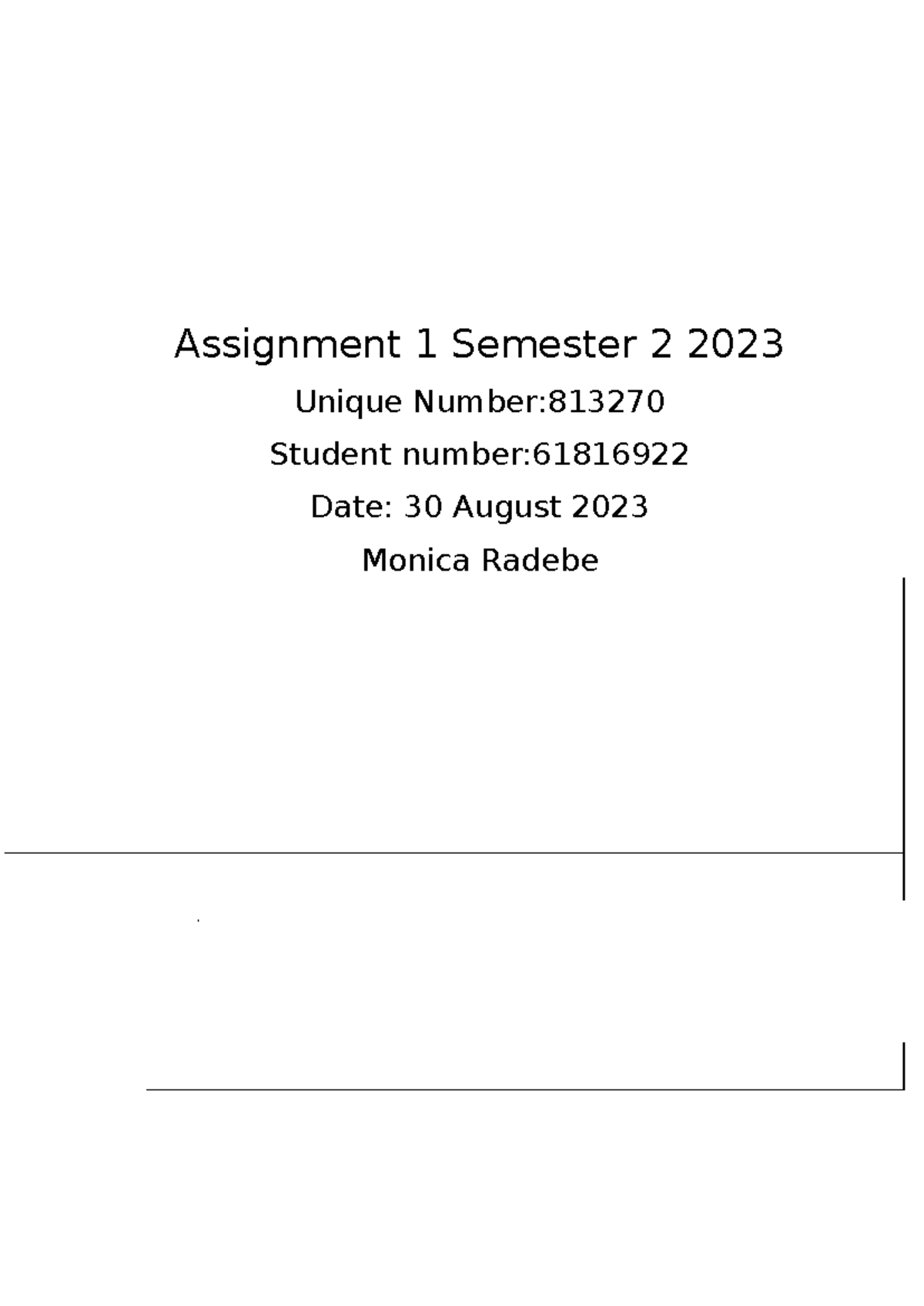 La74a-mcwi5 - Well structured essay - Assignment 1 Semester 2 2023 Unique Number: Student number ...