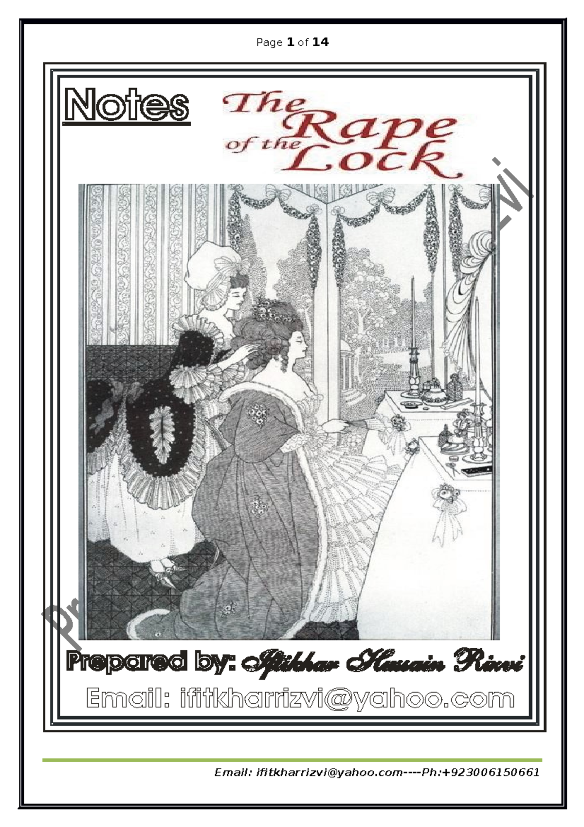 340931677 60654280 MA English Notes The Rape of Lock docx - The Rape of ...