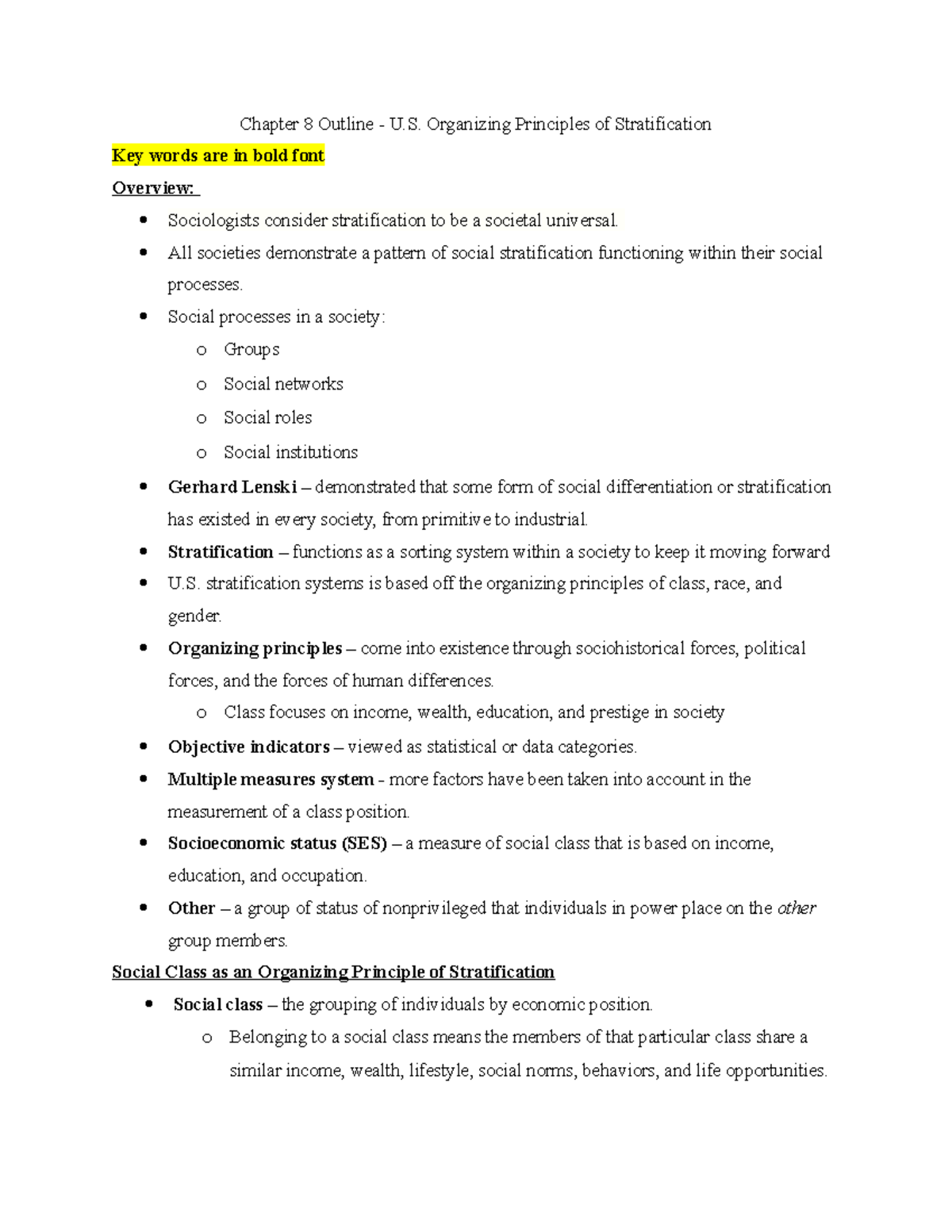 Chapter 8 Outline SOC-102 - Chapter 8 Outline - U. Organizing ...