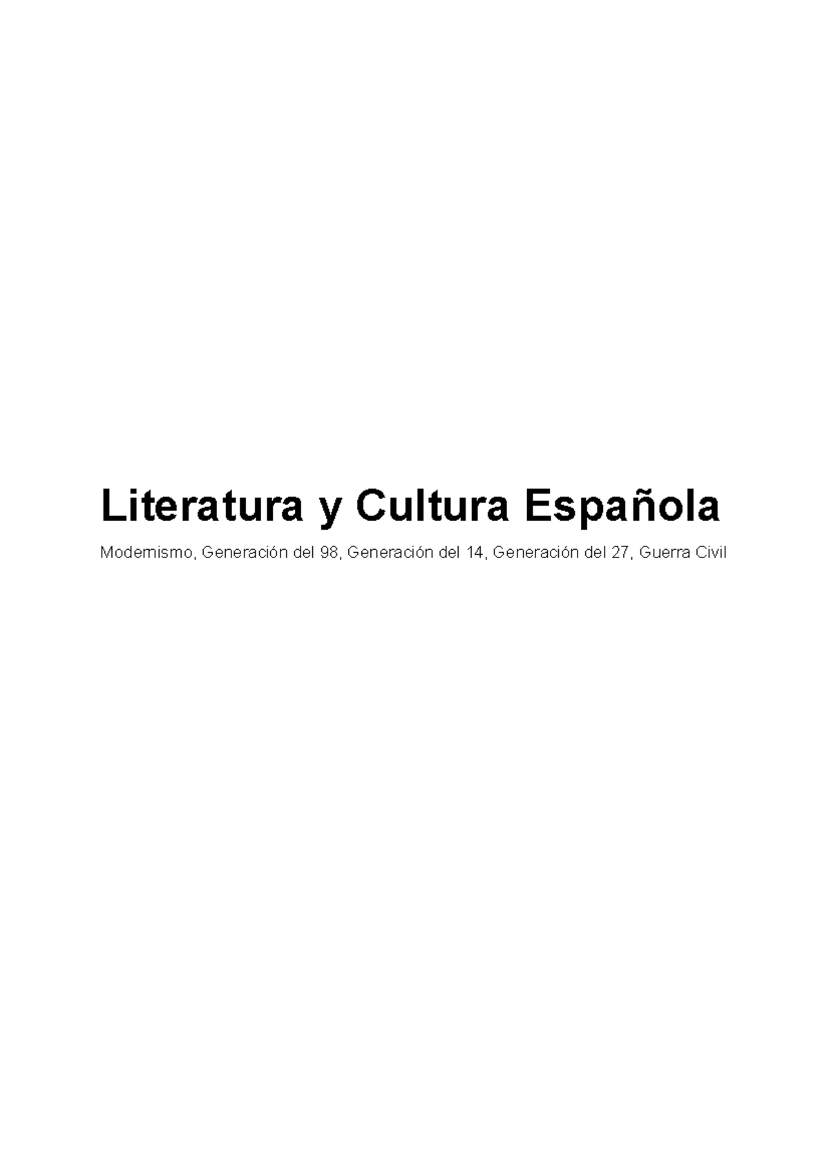 Literatura y Cultura Española, segundo cuatrimestre - Literatura y ...