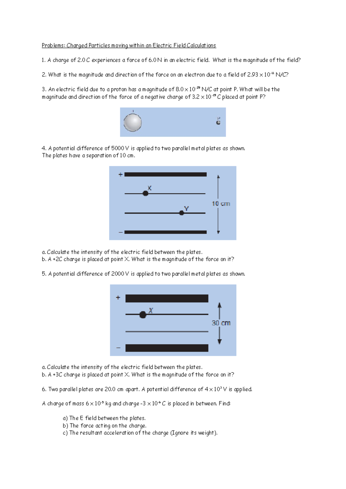 Early Mod 6 Problems - practice material - Problems: Charged Particles ...