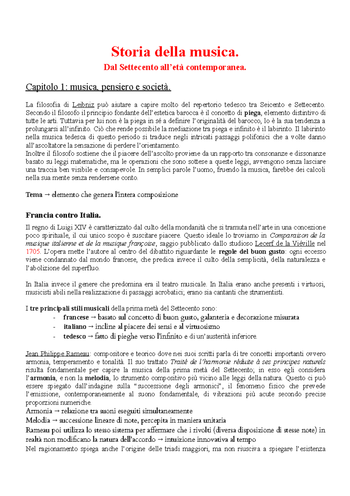 Storia della musica - Dal Settecento all’età contemporanea. Capitolo 1 ...
