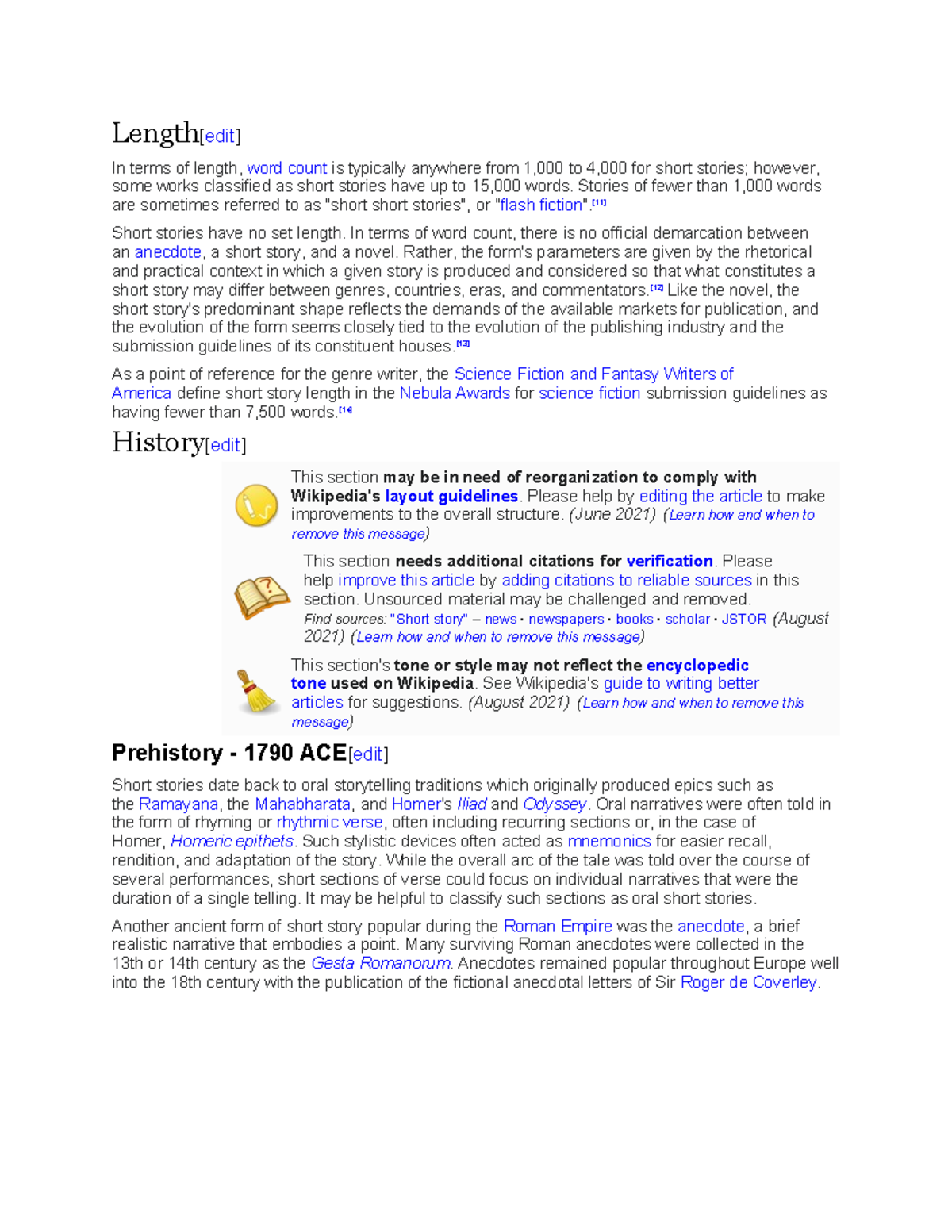 D Length - Length[edit] In terms of length, word count is typically ...