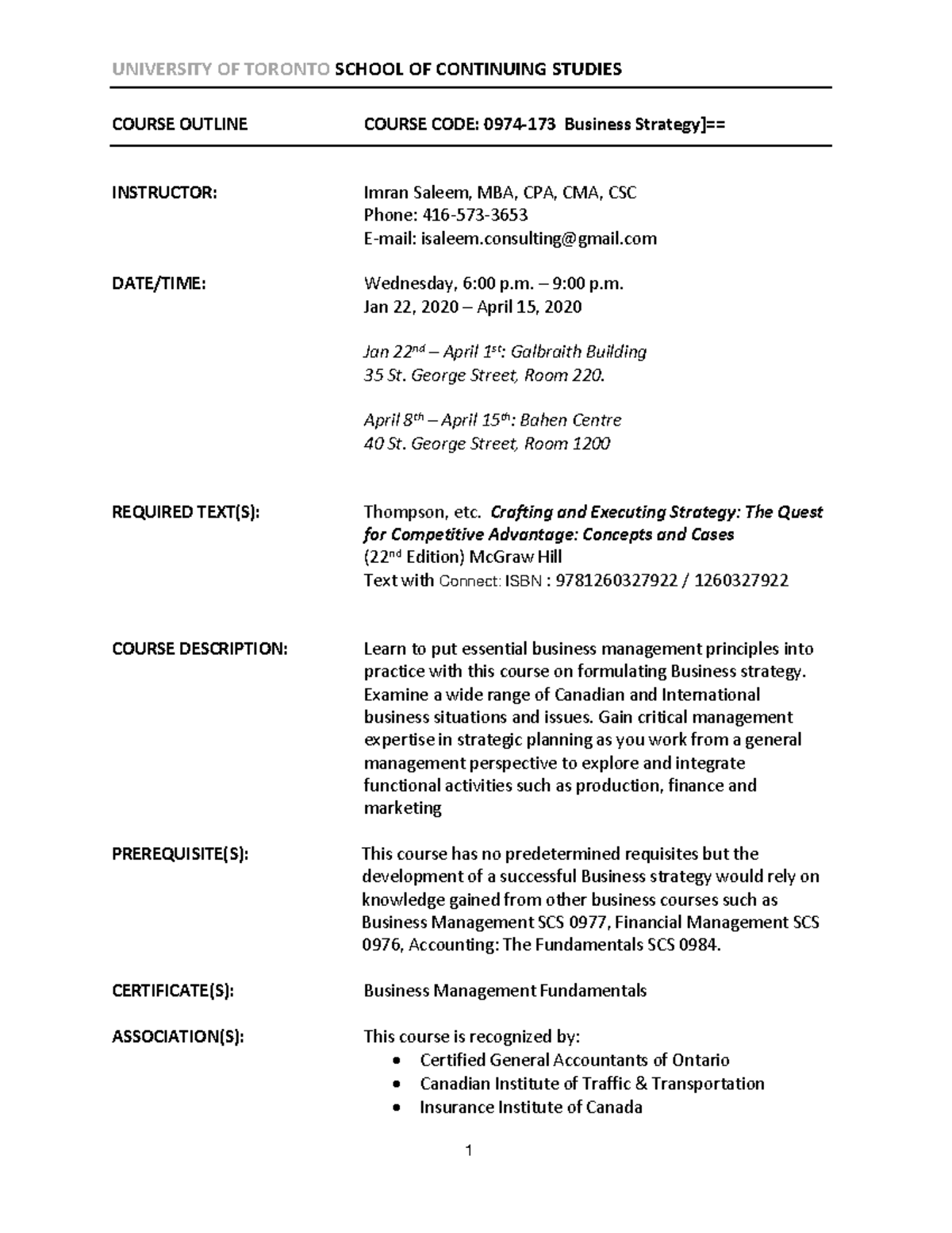 Business Strategy - Course outline - Warning: TT: undefined function: 32 Warning: TT: undefined ...