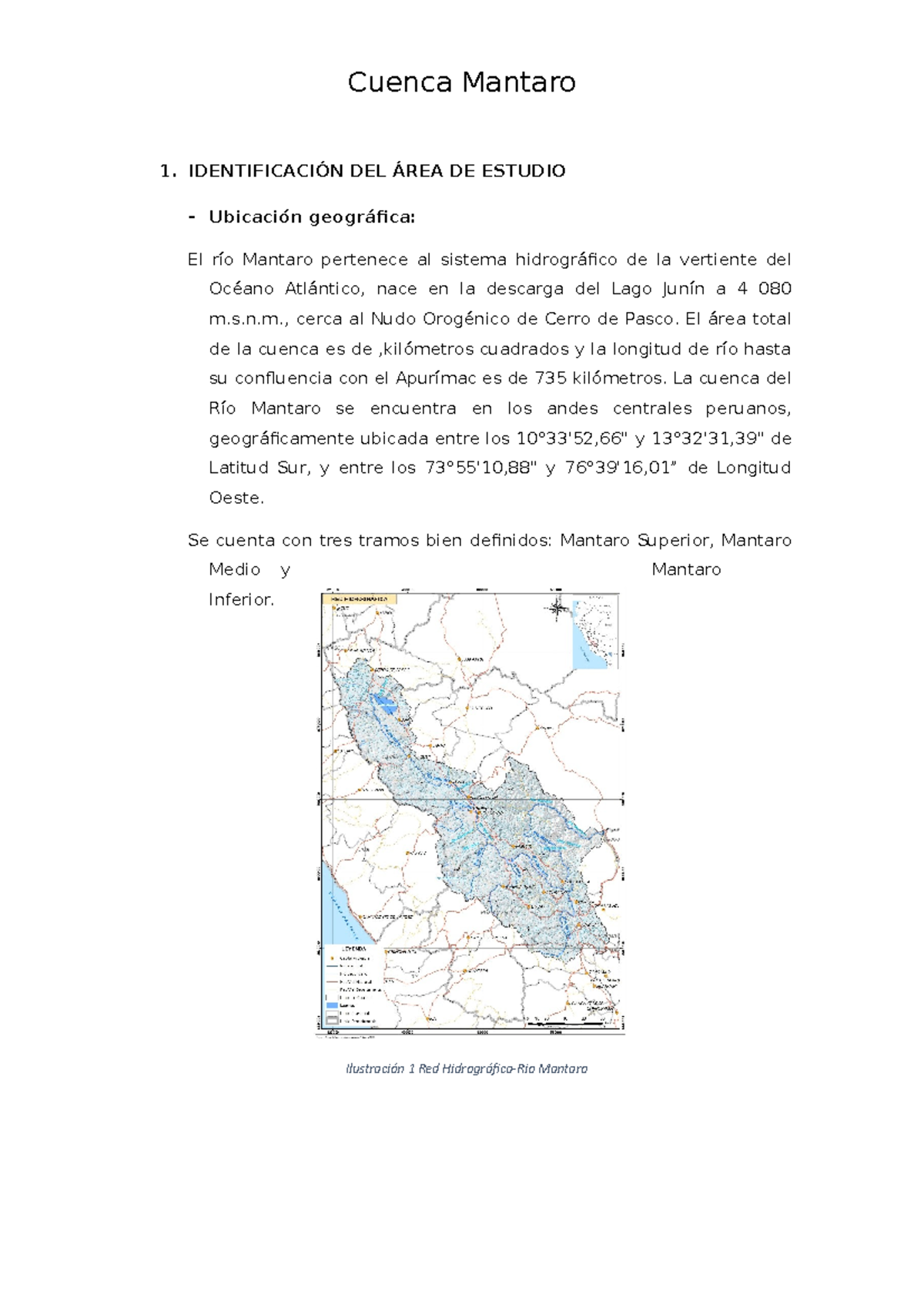 Cuenca Mantaro - IDENTIFICACIÓN DEL ÁREA DE ESTUDIO - Ubicación ...
