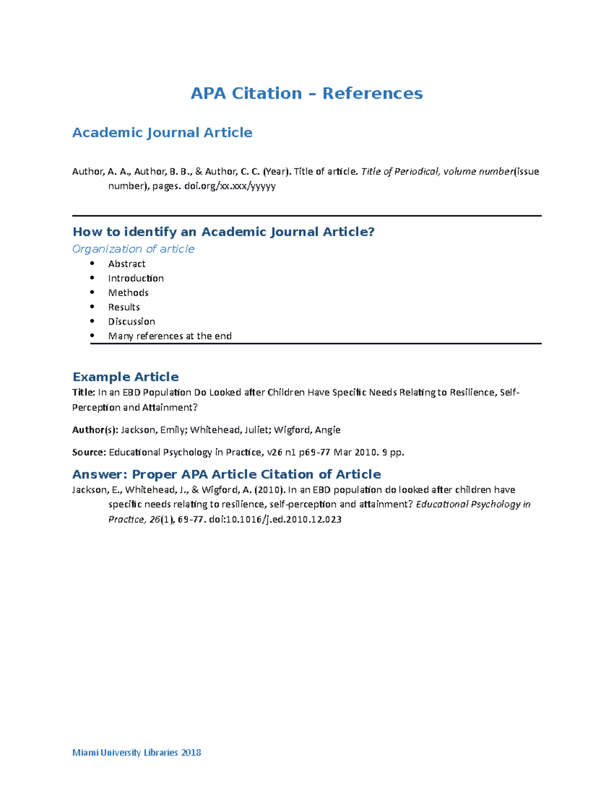 APA Reference List - Prof Laura Gaddis - APA Citation – References ...