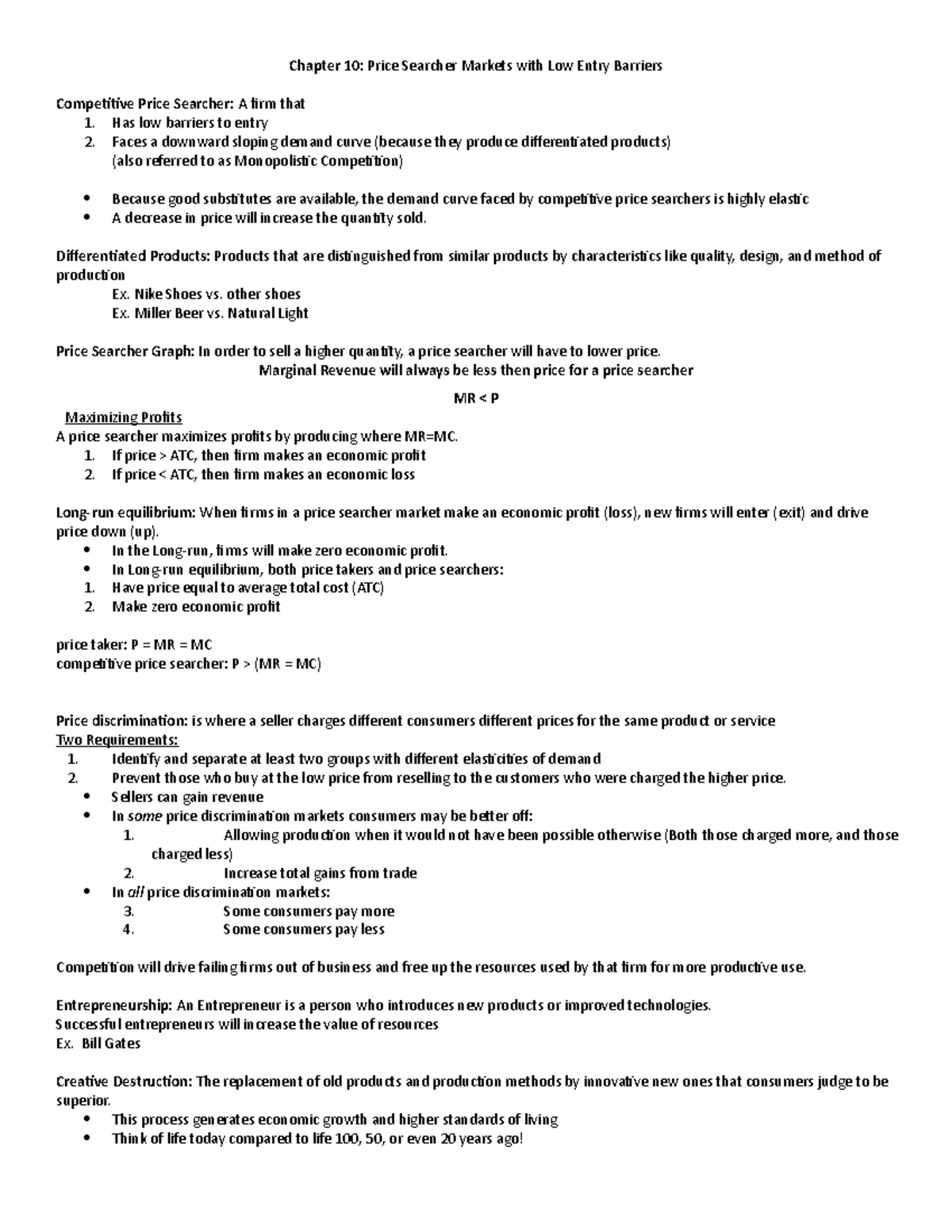 micro chp 10 preice search and low barrier entry - Chapter 10: Price ...