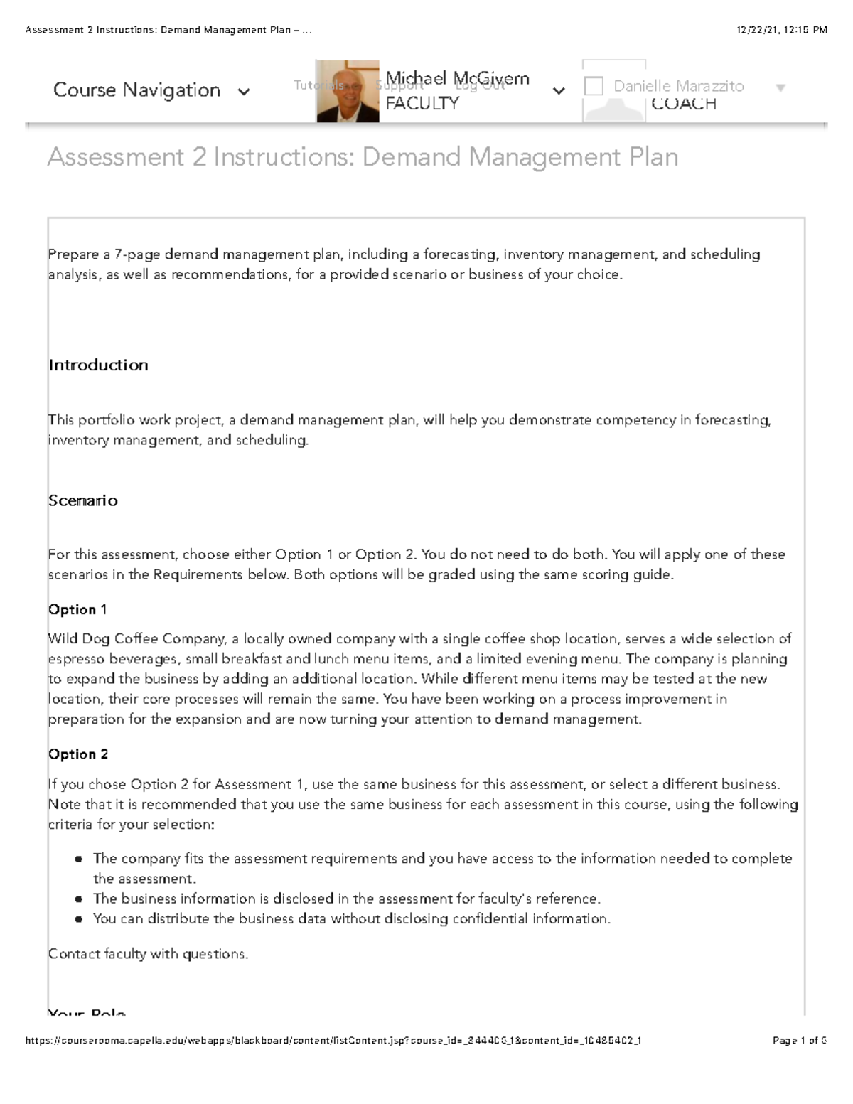 Assessment 2 Instructions Demand Management Plan ...