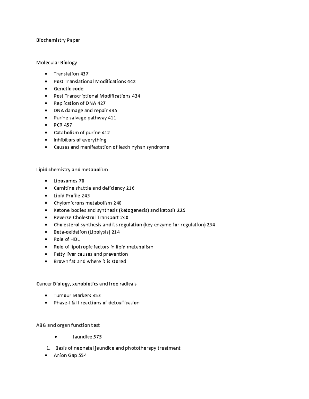 Biochemistry important question 1 - Biochemistry Paper Molecular ...