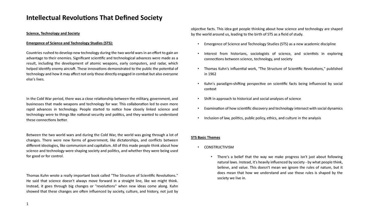 Intellectual Revolutions That Defined Society - Science, Technology and ...