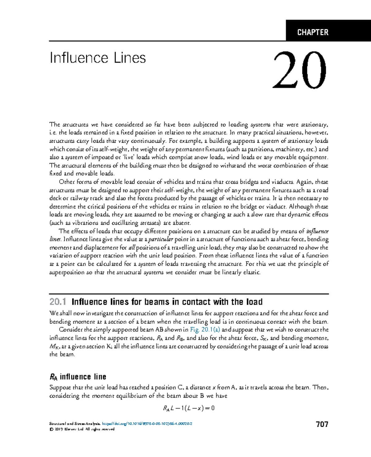 20. Influence Lines - It's under analysis of structures - CHAPTER Influence Lines 20 The ...