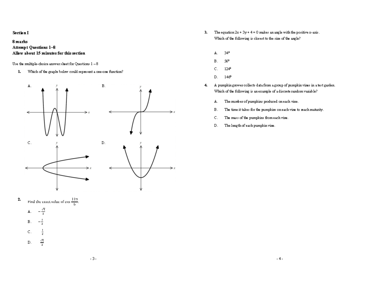 2022 YR11 Task 3 - math paper - Section I 8 marks Attempt Questions 1 ...