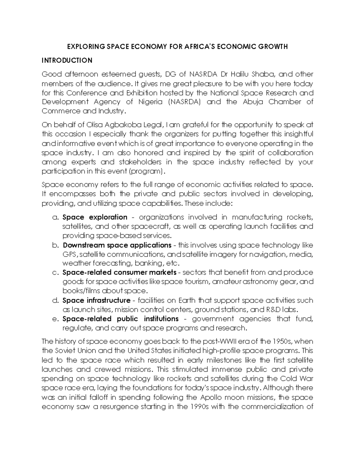 Exploring Space Economy FOR Africa’S Economic Growth copy - EXPLORING ...