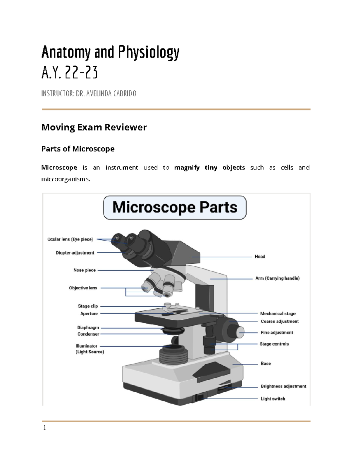 Anaphy LAB Reviewer Final - Anatomy and Physiology A. 22- INSTRUCTOR ...