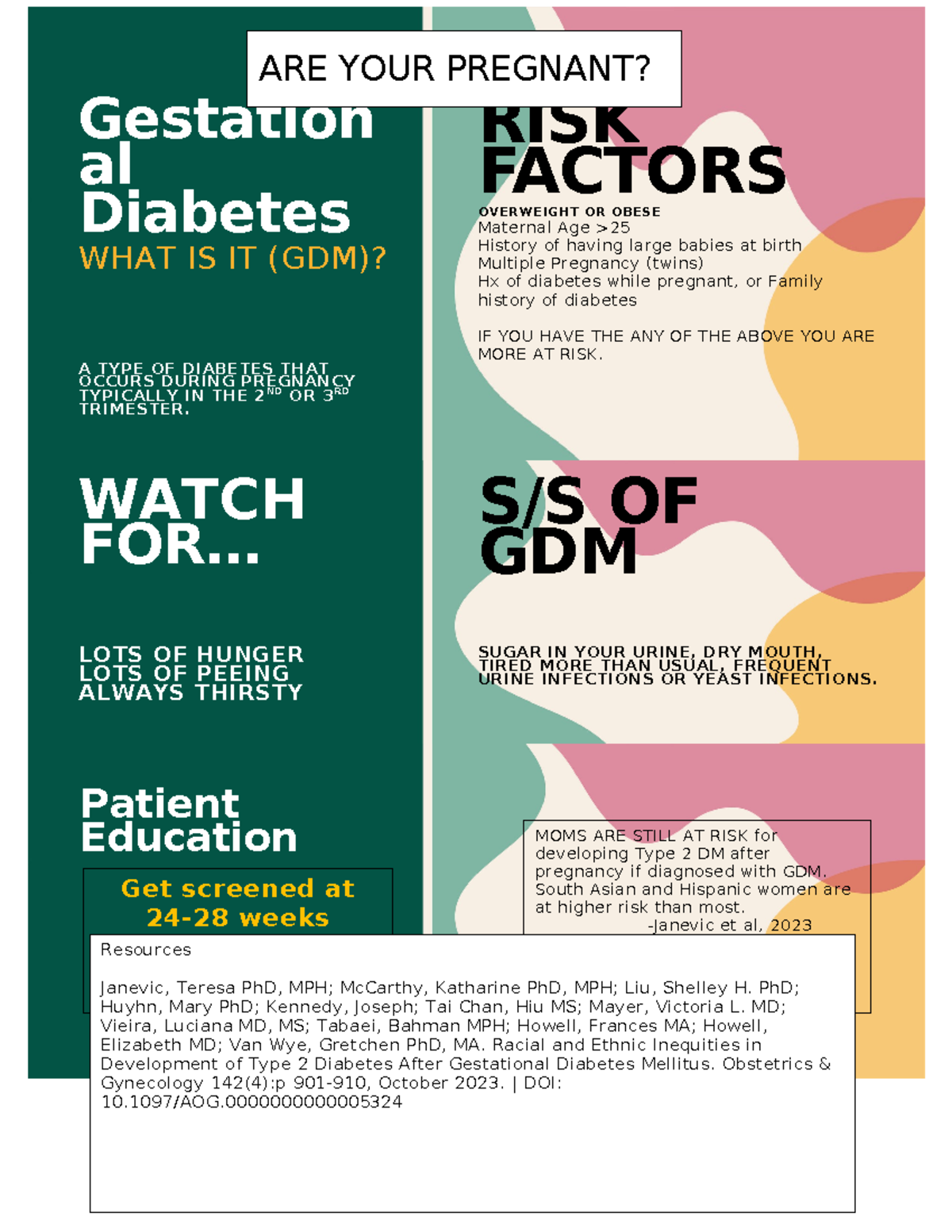 GDM - Gestation al Diabetes RISK FACTORS OVERWEIGHT OR OBESE Maternal ...