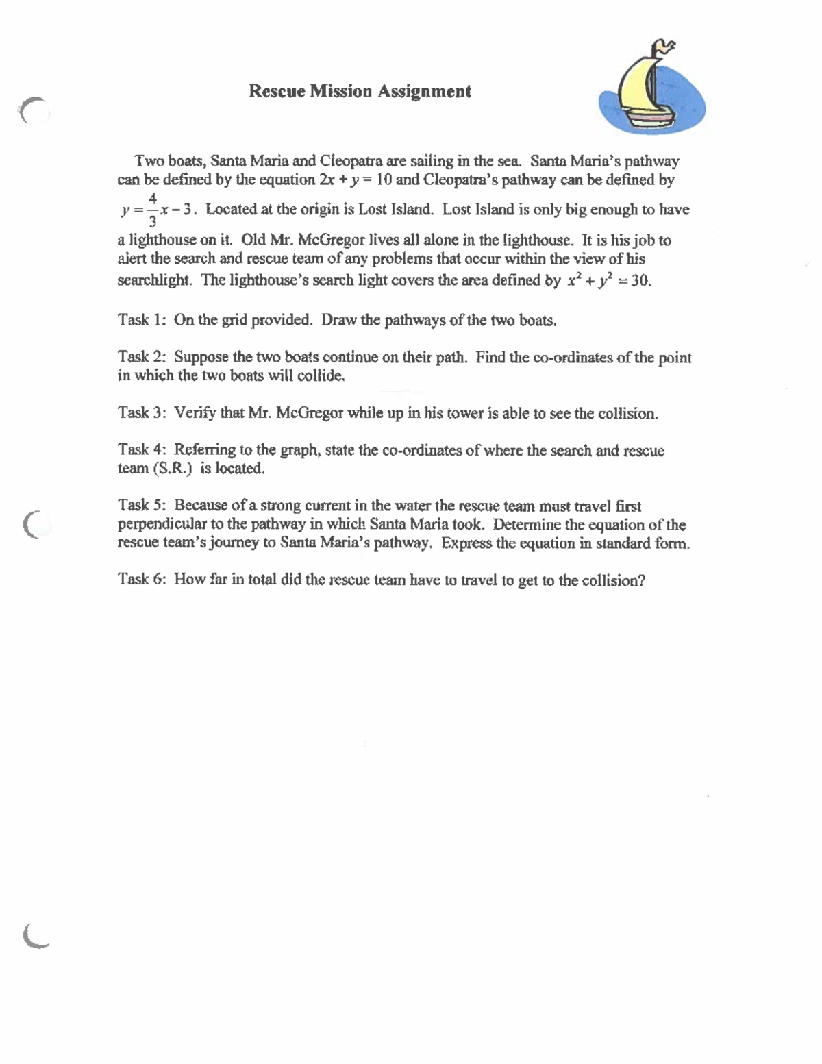 Rescue Mission Assignment (Distance from a Point to a Line) - Rescue ...