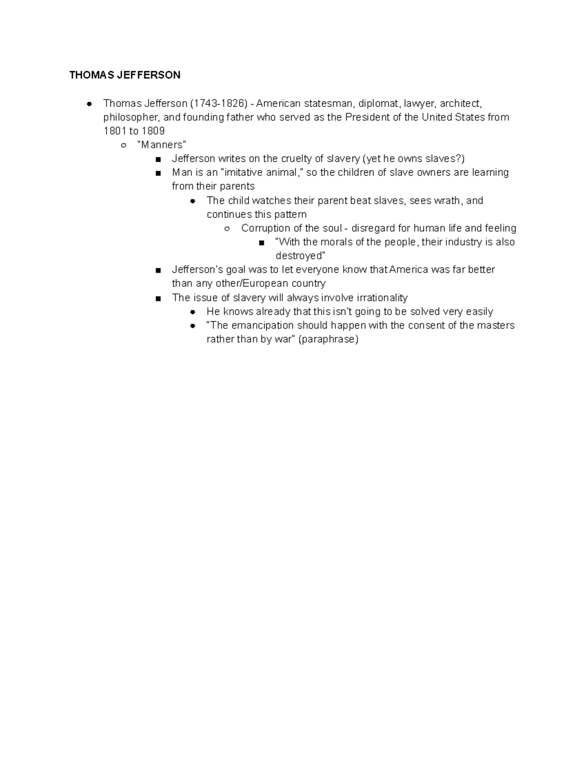 ENG 251 Notes 11 - Thomas Jefferson - THOMAS JEFFERSON Thomas Jefferson ...