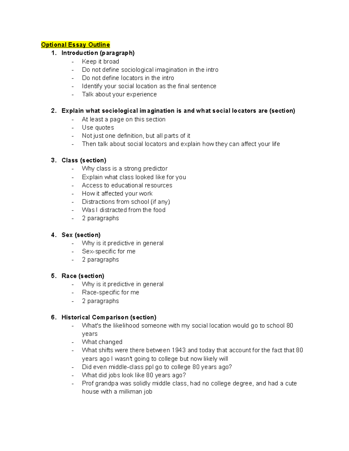 SOC- Optional Essay Outline - Optional Essay Outline 1. Introduction ...