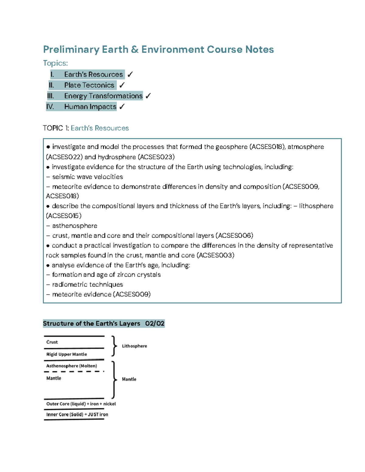 Preliminary HSC Earth & Environmental Science (EES) Notes - Preliminary ...