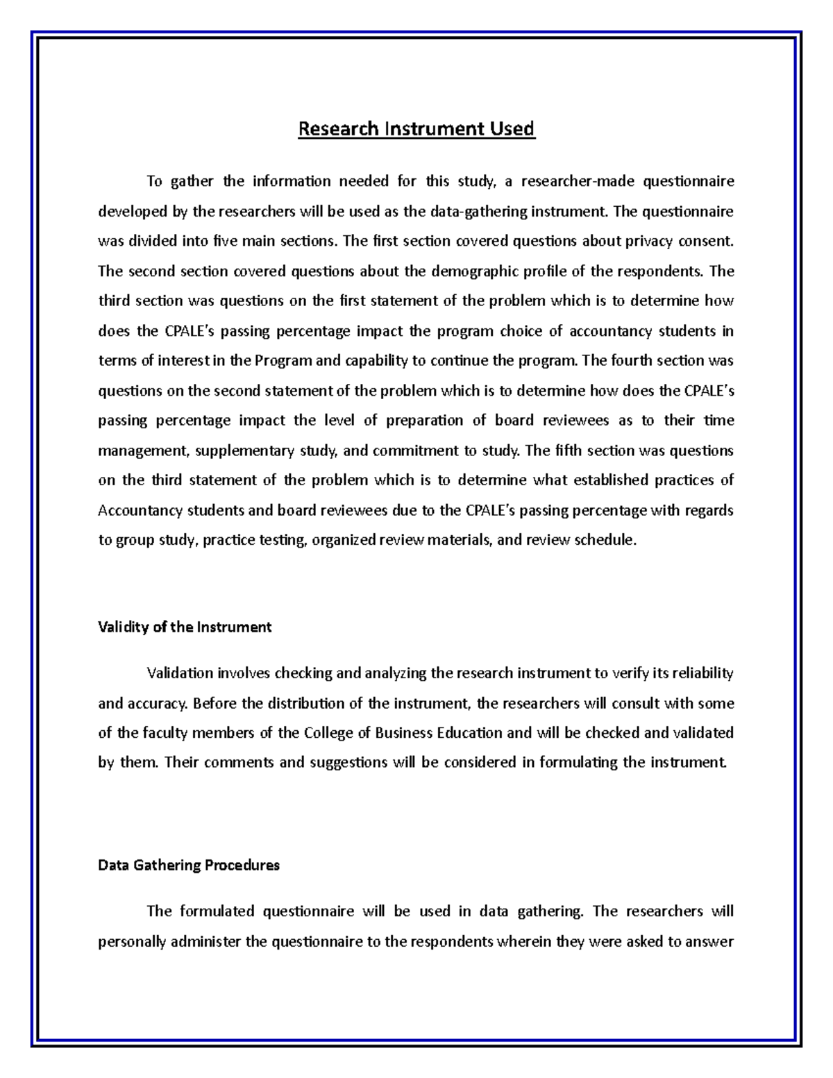 Research Instrument Used - Accounting Research Methods - TIP - Studocu