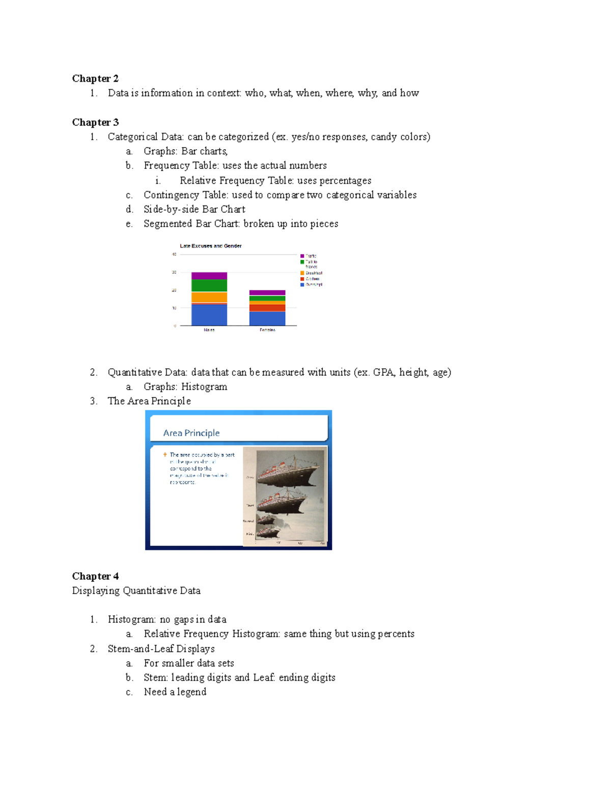 AP Stats Study Guide - Chapter 2 1. Data is information in context: who ...