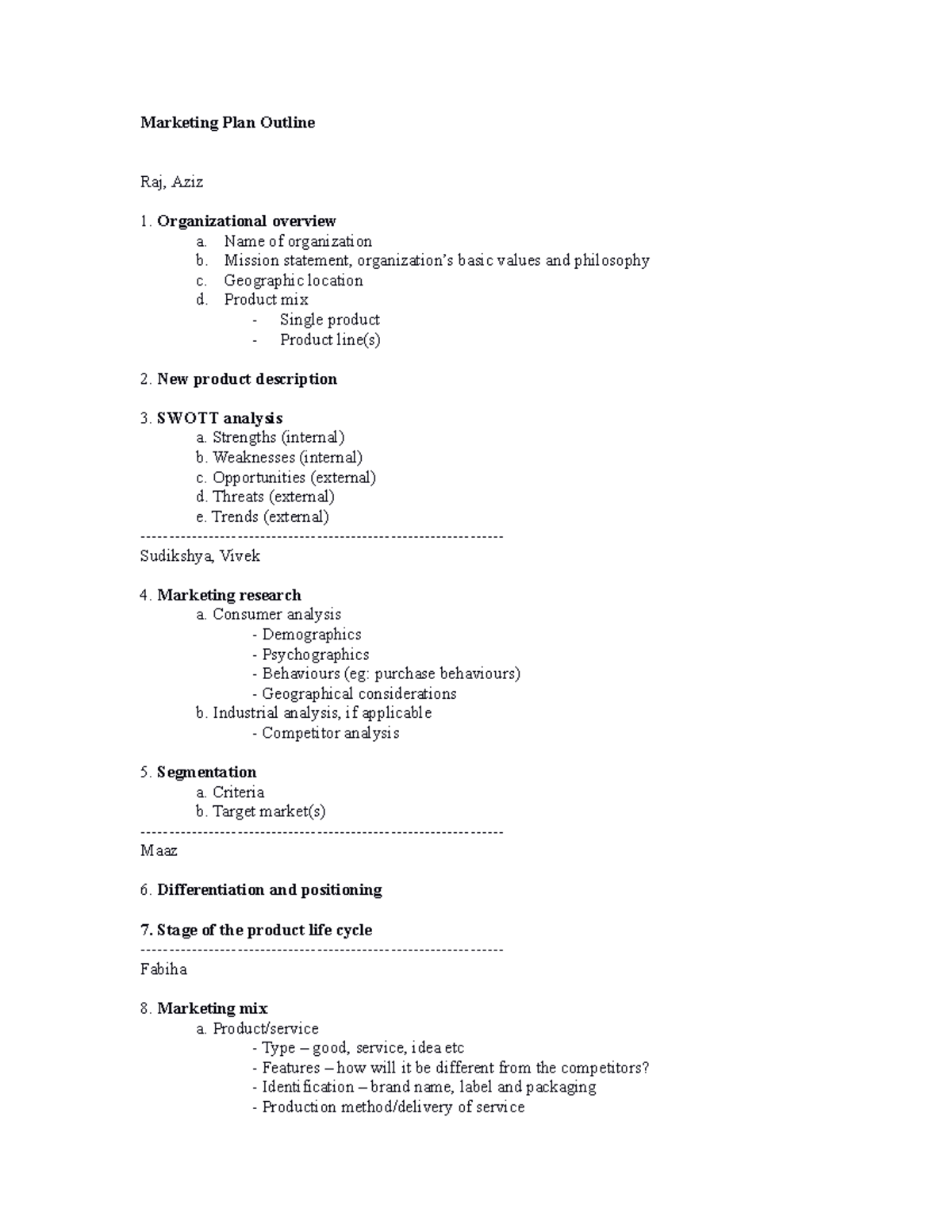 Marketing plan - Outline - MRKT 621 - UCW - Studocu
