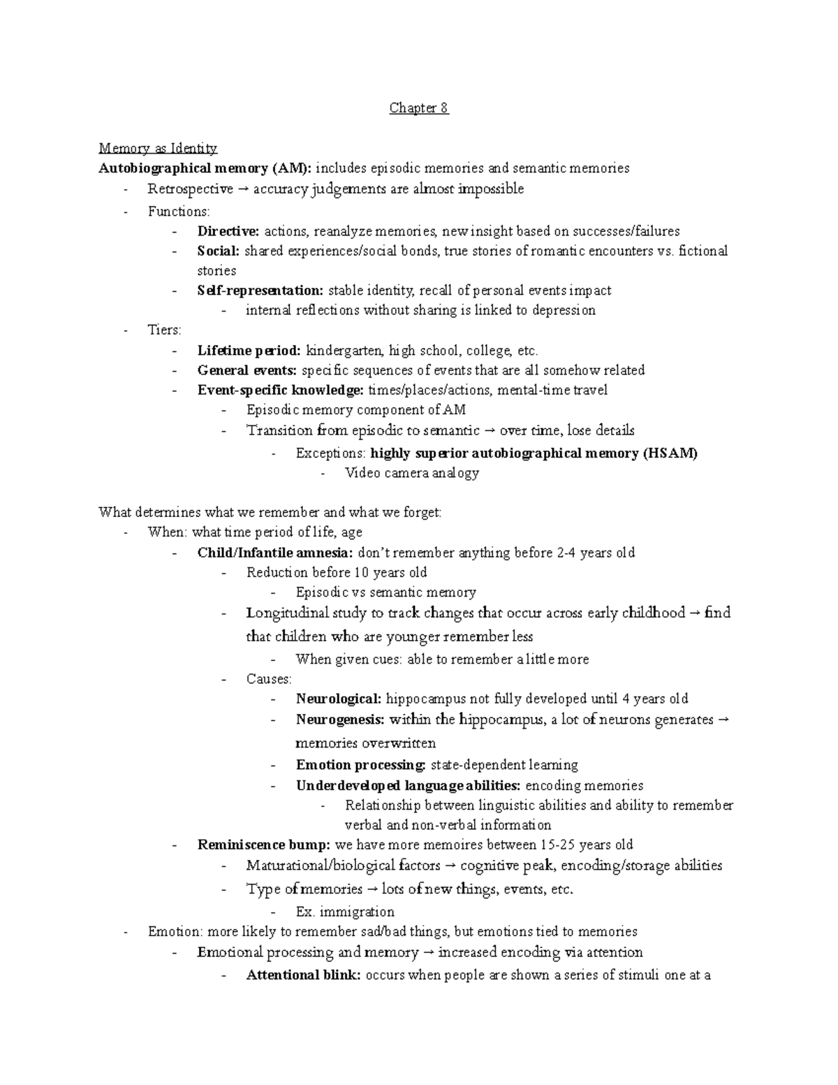 Memory as Identity - Chapter 8 Memory as Identity Autobiographical ...