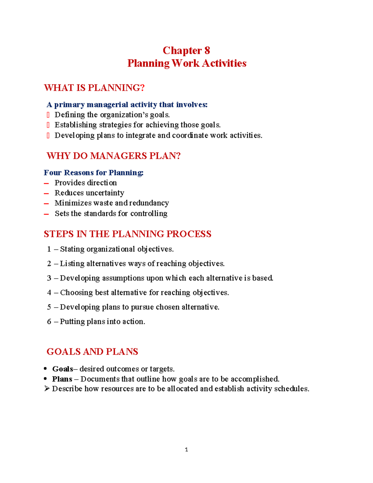 Chapter Planning Work Activities - Establishing strategies for ...