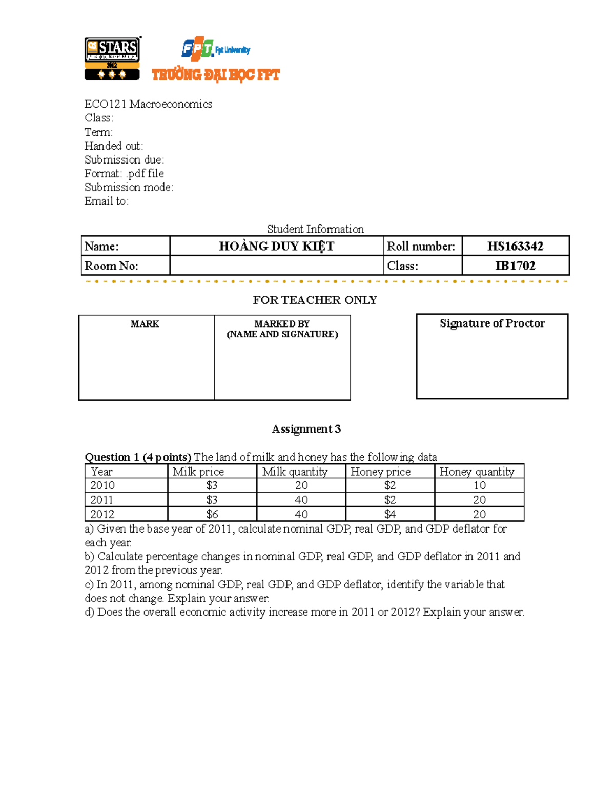 ECO121 Individual Assignment 03 Hoang Duy Kiet HS163342 - ECO121 ...