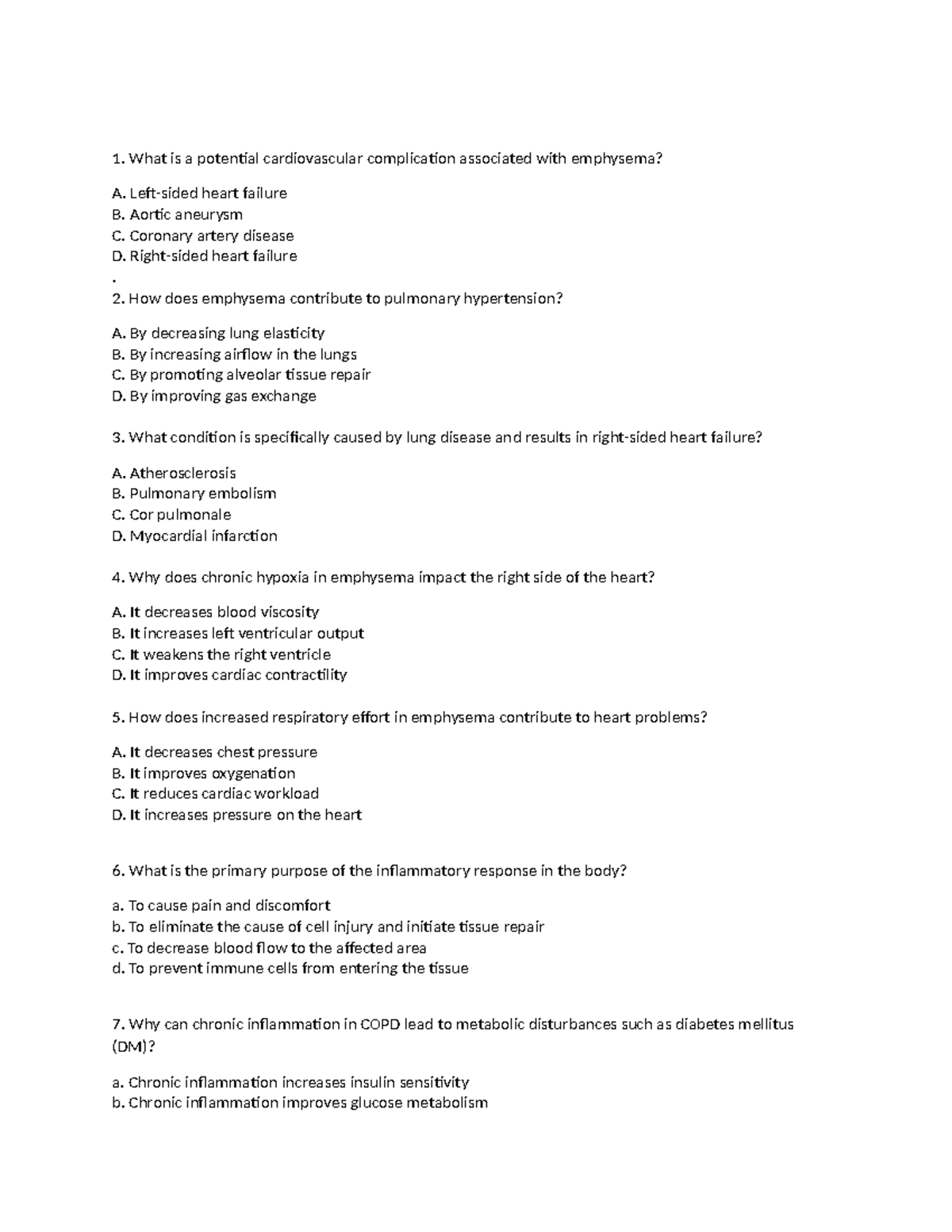 COPD Questions Students - What is a potential cardiovascular ...