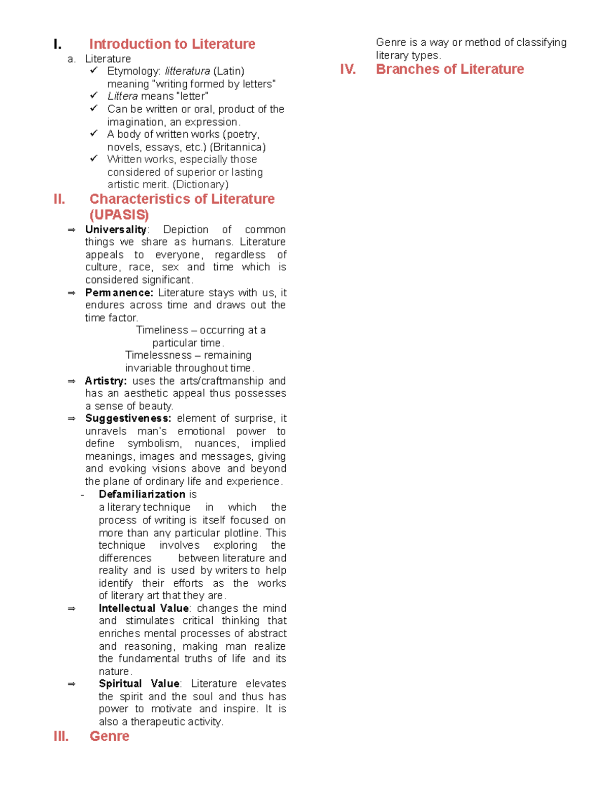 21st-Literature - Lecture notes 3-7 - I. Introduction to Literature a ...