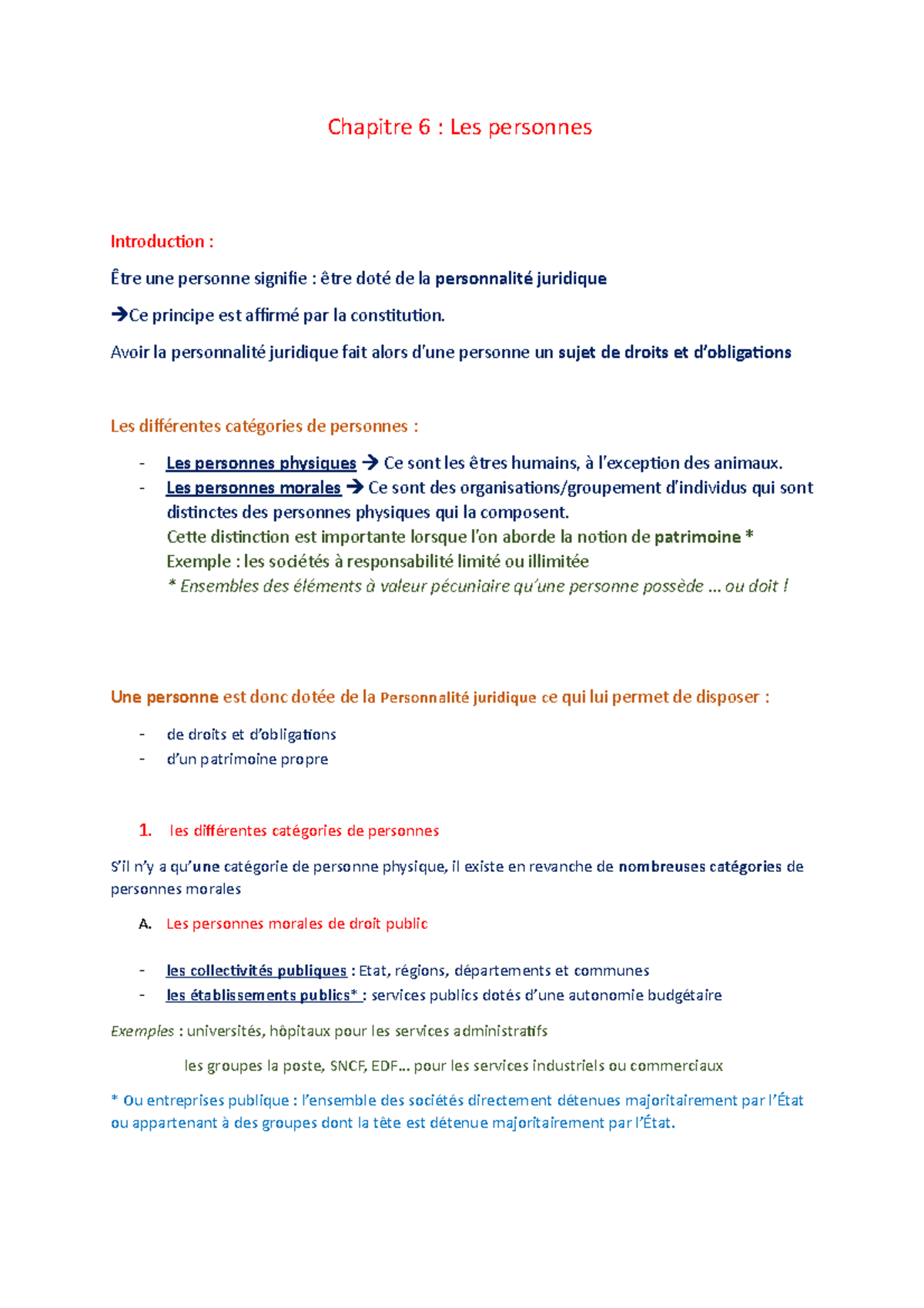Chapitre 6 : Les personnes - Chapitre 6 : Les personnes Introduction ...
