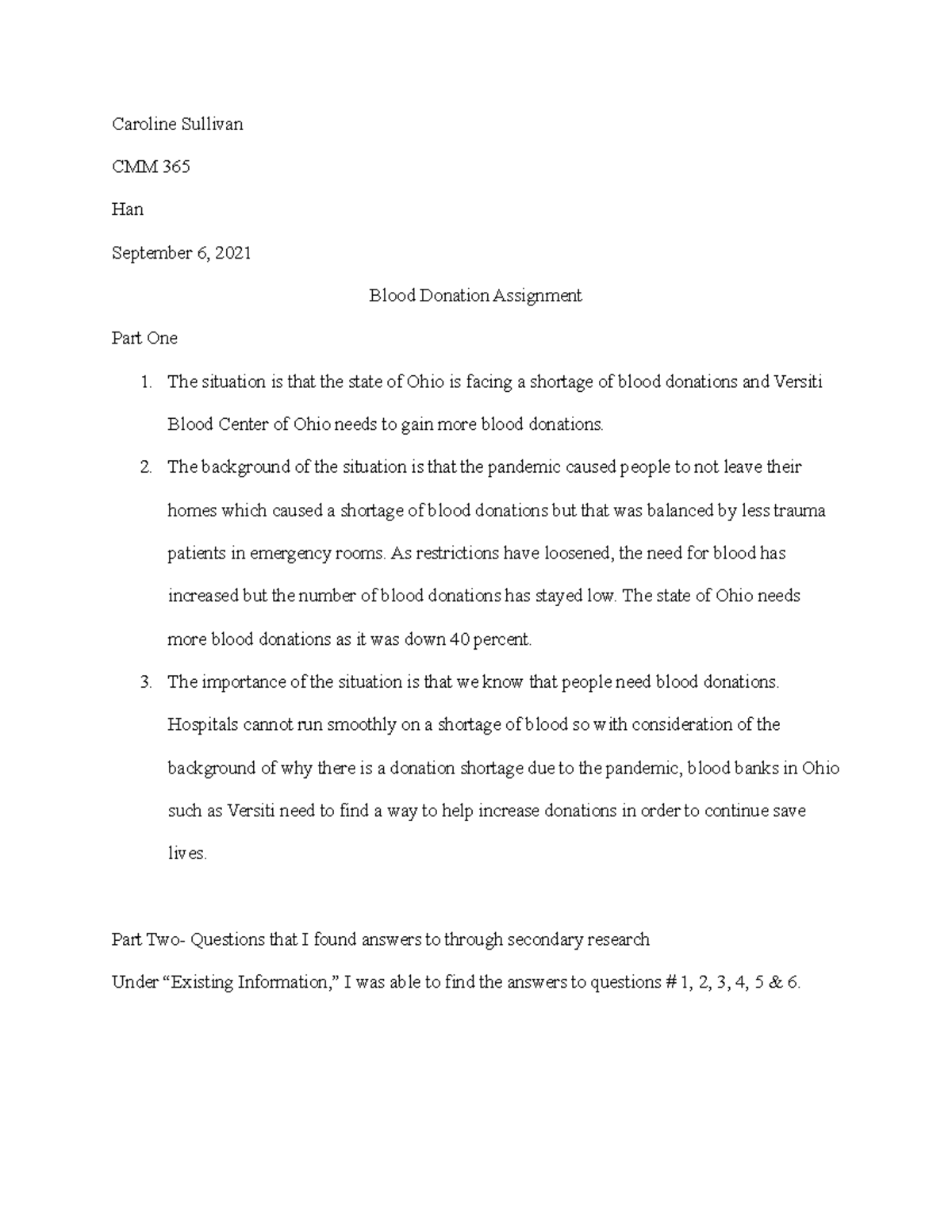 Blood Donation Assignment - CMM365 - UD - Studocu