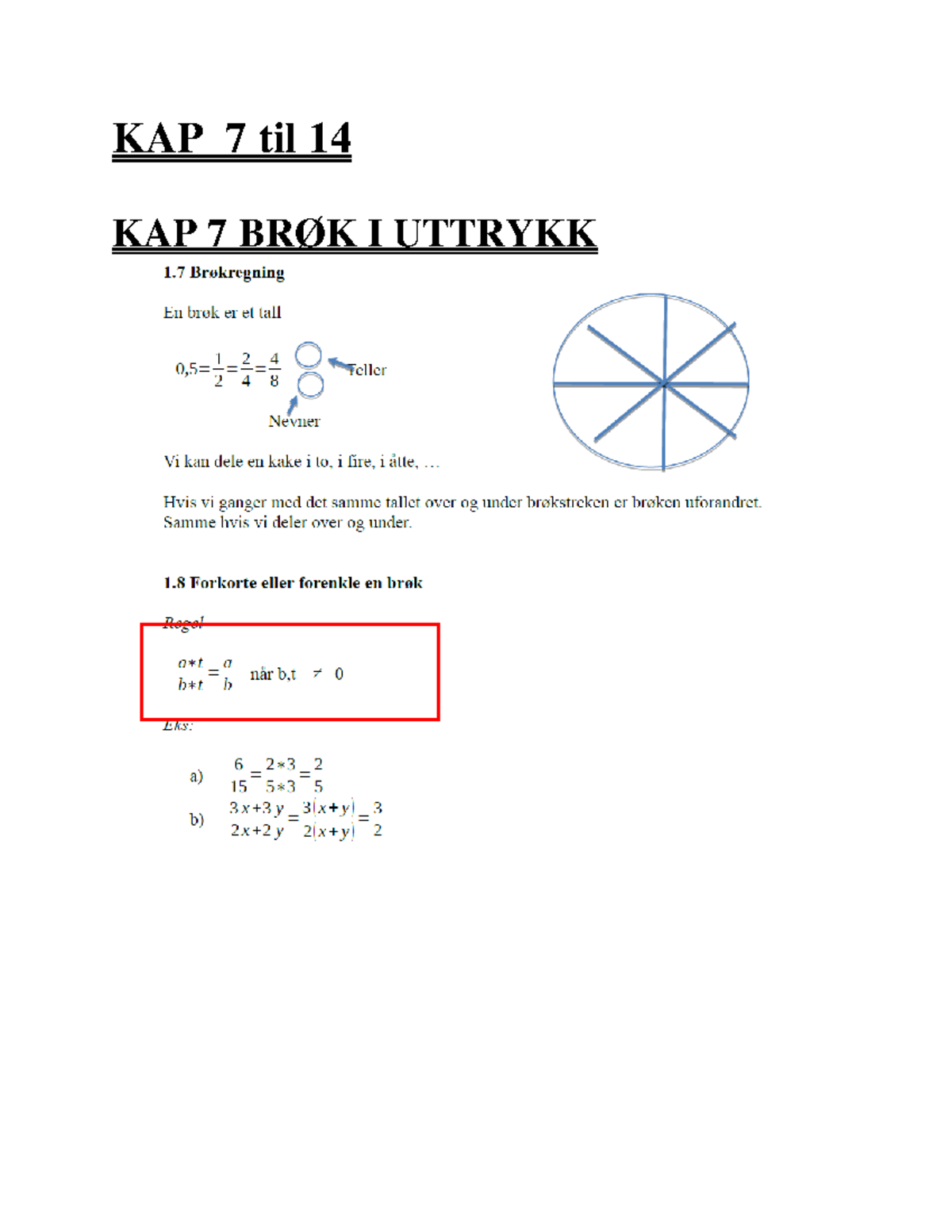 KAP 7 til 14 norsk mate - Forelesningsnotater 7,8,9,10,11,..14 - KAP 7 ...