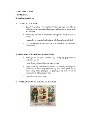 TA 2 - Takdang-aralin - TAUHAN TAGPUAN BANGHAY St. Camillus College of ...