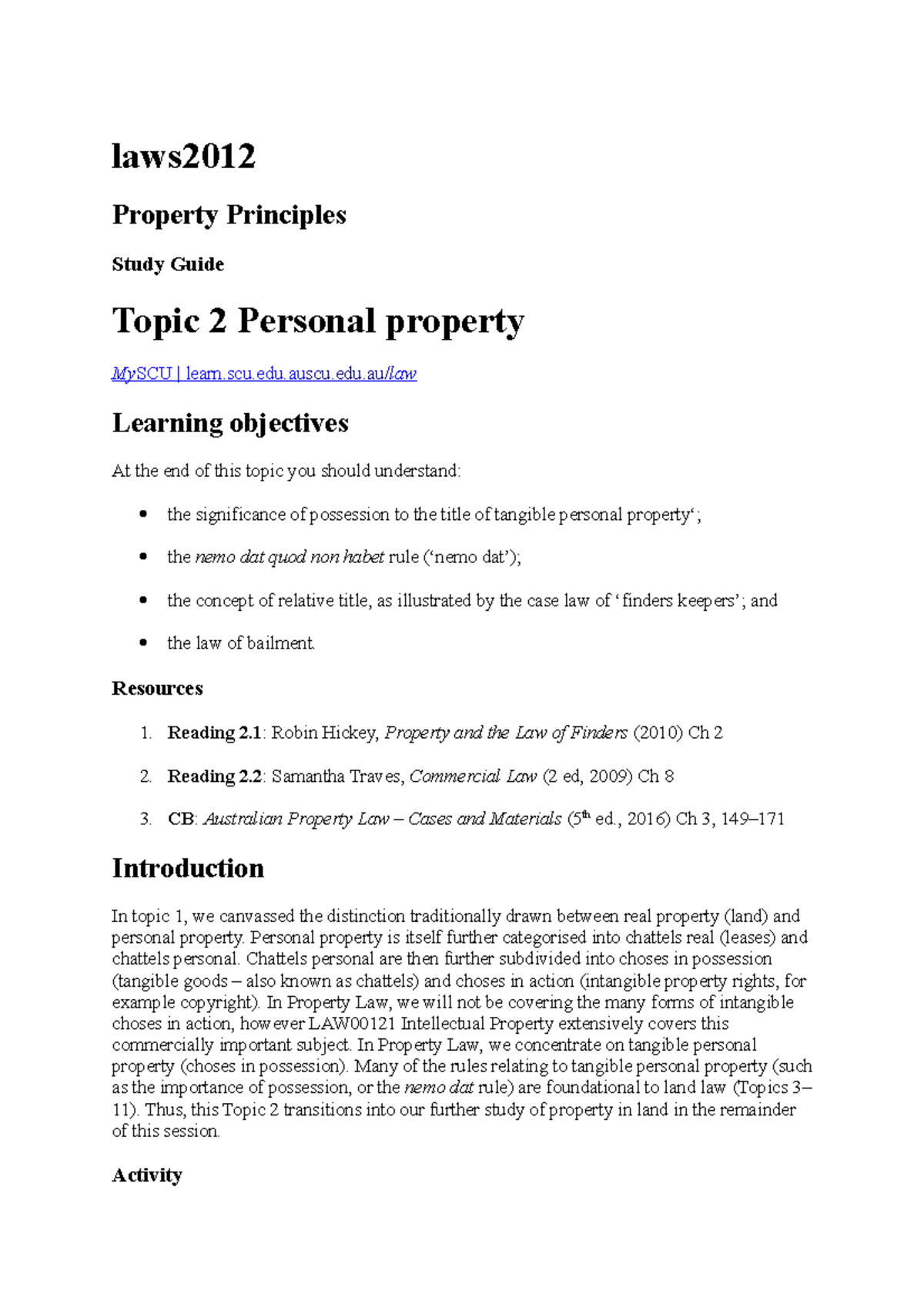 Topic 2 Personal Property Laws Property Principles Study Guide Topic topic-2-personal-property-laws-property-principles-study-guide-topic