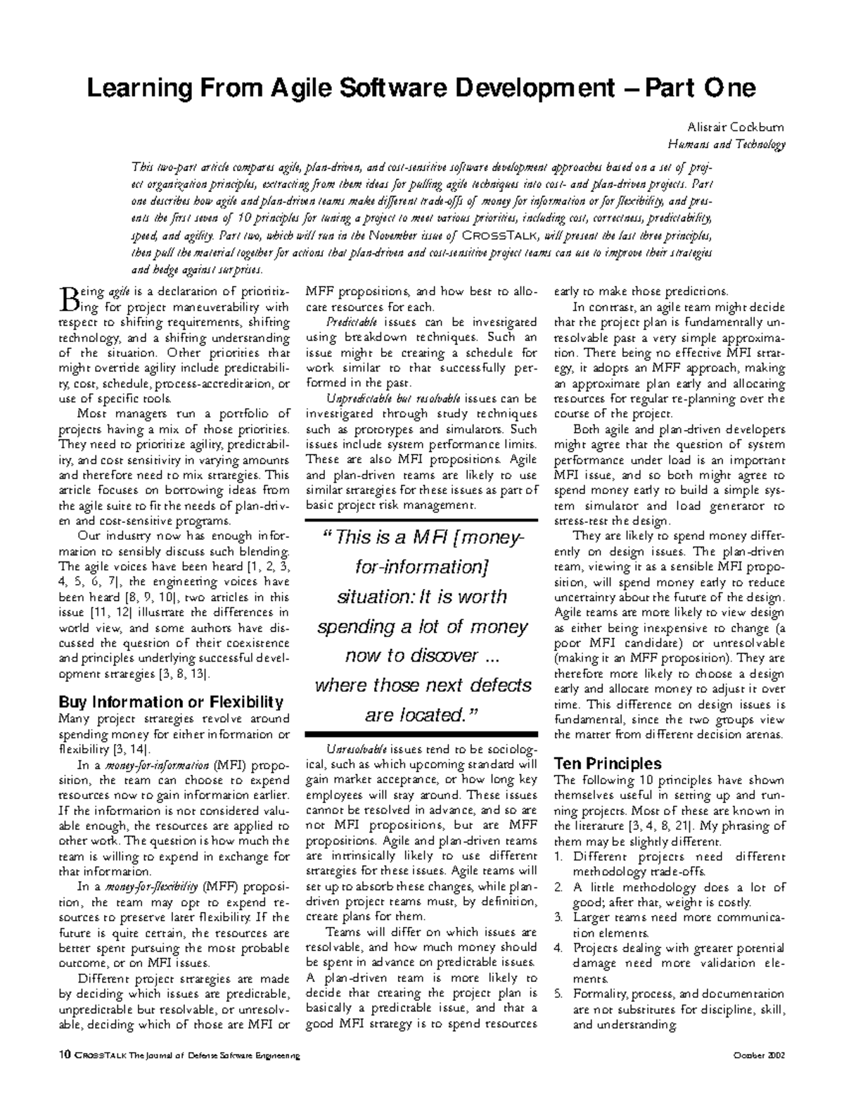 2002 10-Cockburn - Yyyyyyy - 10 CROSSTALK The Journal of Defense ...