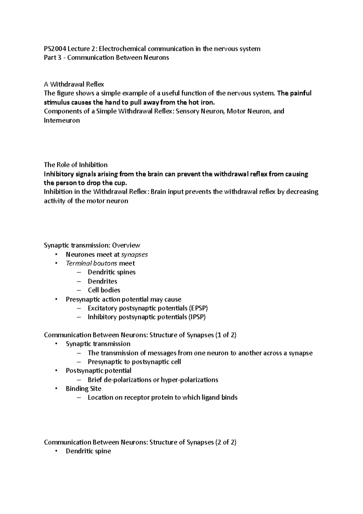 PS2004 Lecture 2 part 3 - PS2004 Lecture 2: Electrochemical communication in the nervous system ...