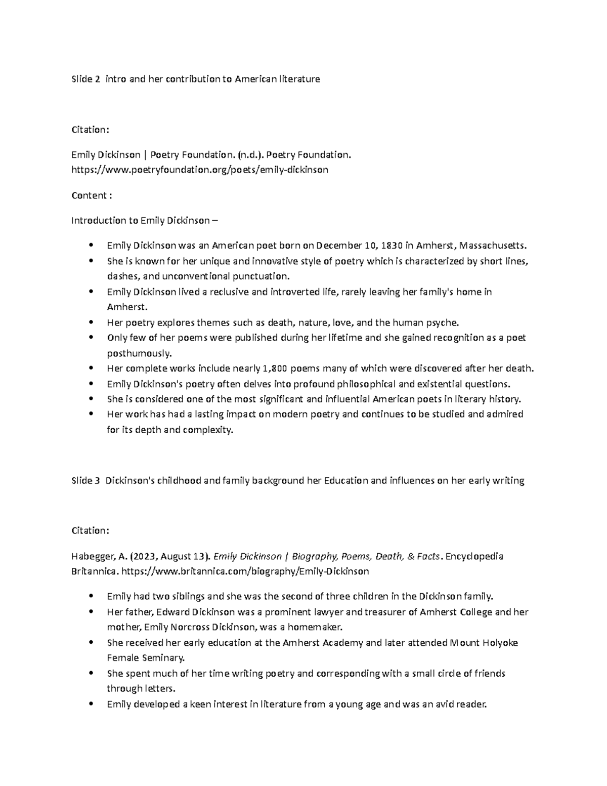 Emily dickinson content - Slide 2 intro and her contribution to ...