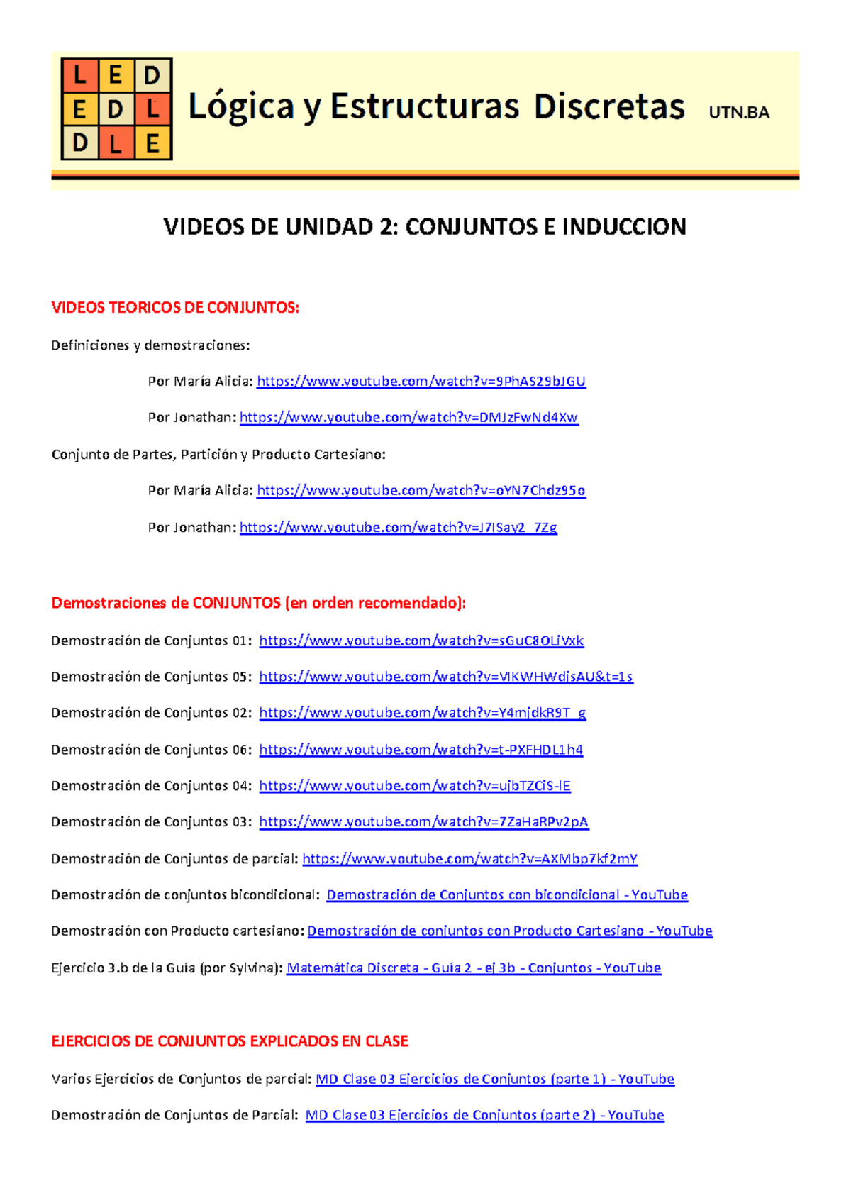 Listado Videos Un 2 Conjuntos E Induccion - VIDEOS DE UNIDAD 2 : CONJUNTOS E INDUCCION VIDEOS ...