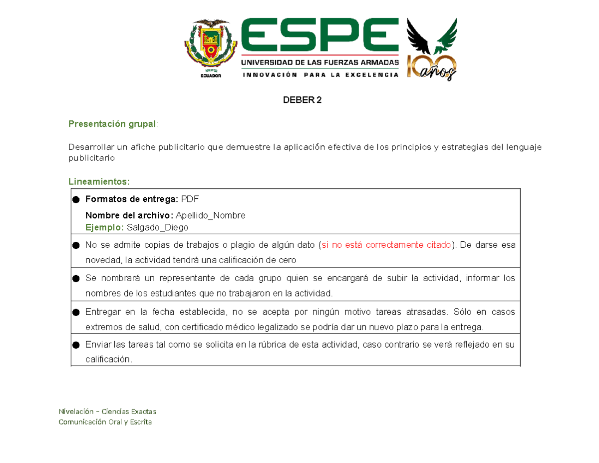 Deber 2 Afiche - dsfggggggggggggggggggggg - DEBER 2 Presentación grupal: Desarrollar un afiche ...