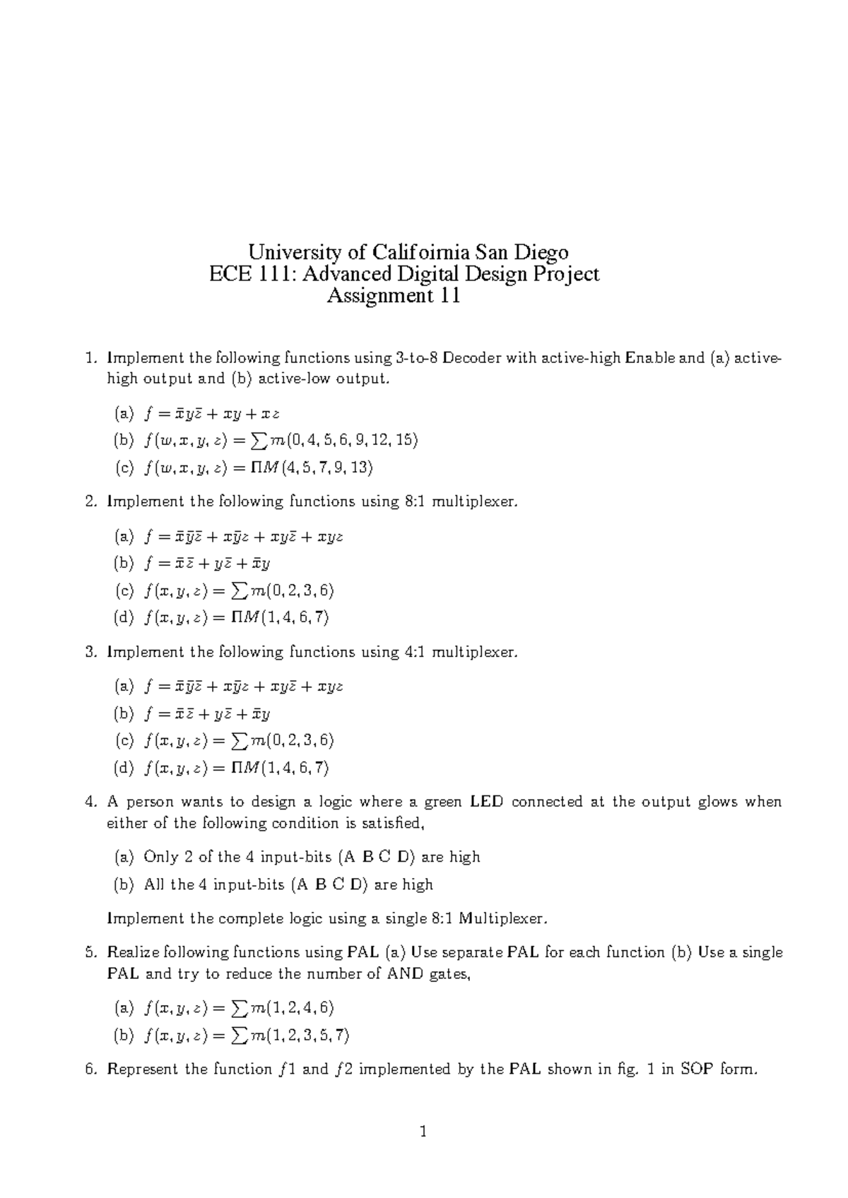 ECE 111 Assignment 11 - ES 104 - Introduction to Analog and Digital ...