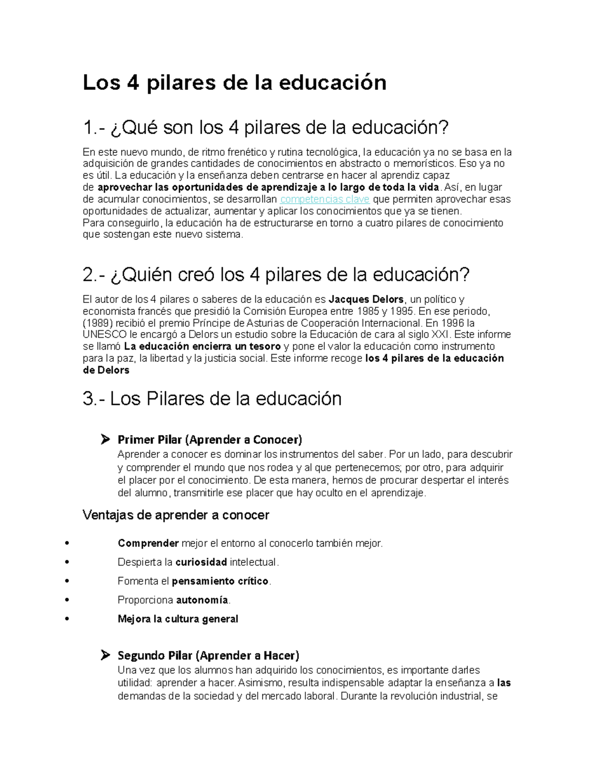 Los 4 pilares de la educación - ¿Qué son los 4 pilares de la educación ...