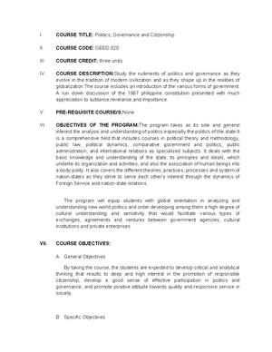 Polgov Reviewer - POLITICS, GOVERNANCE, AND CITIZENSHIP LESSON 3 ...